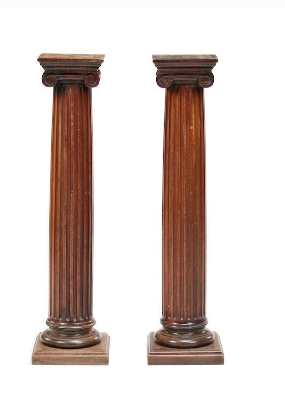 Bonhams : A pair of walnut columns of Ionic form