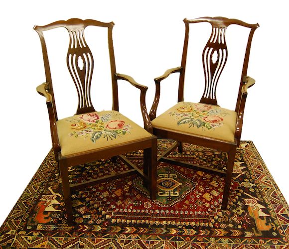 Bonhams : A pair of mahogany elbow chairs, early 20th Century, in ...