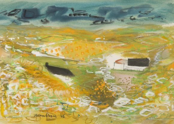Bonhams : John Piper (British, 1903-1992) Expansive landscape with cottages