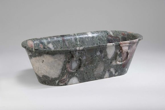 Bonhams : A Grand Tour variegated marble model of a Roman bath