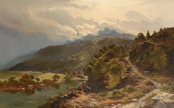 Bonhams : Sidney Richard Percy (British, 1821-1886) Figures and cattle ...