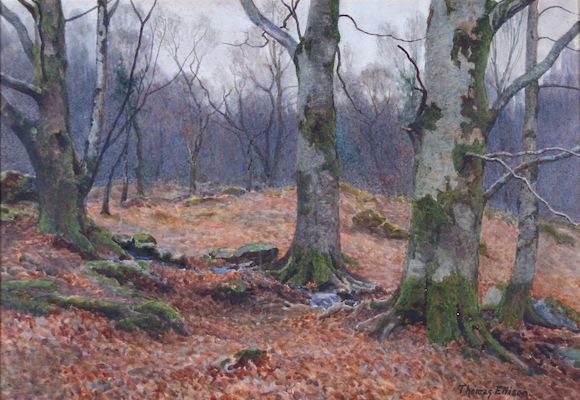 Bonhams : Thomas Ellison (British, 1866-circa 1942) A woodland in Autumn,