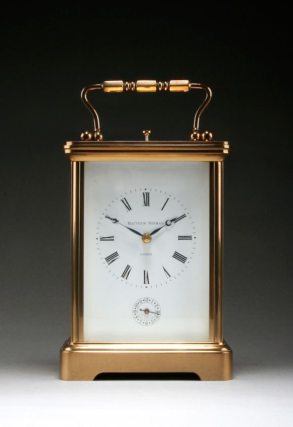 Bonhams : A modern brass corniche-cased carriage clock with push-repeat ...