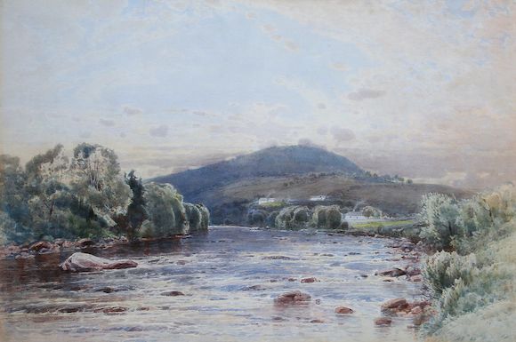 Bonhams : Frederick Tucker (British, 1860-1935) River landscape with ...
