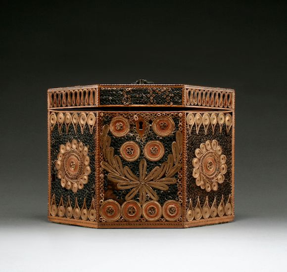 Bonhams : A good late 18th Century curled paper 'filigree-work' tea caddy