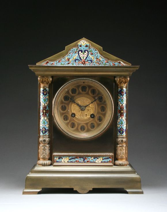 Bonhams : A late 19th Century French brass and champleve enamel-cased ...