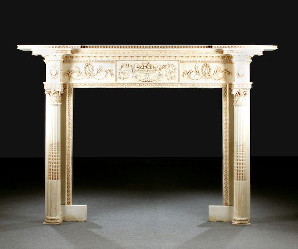 Bonhams : A large white-painted fire surround, circa 1900, in late 18th ...