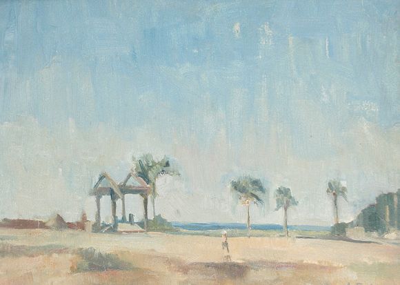 Bonhams : Anthony Eyton RA (British, born 1923) Greek landscape with ...