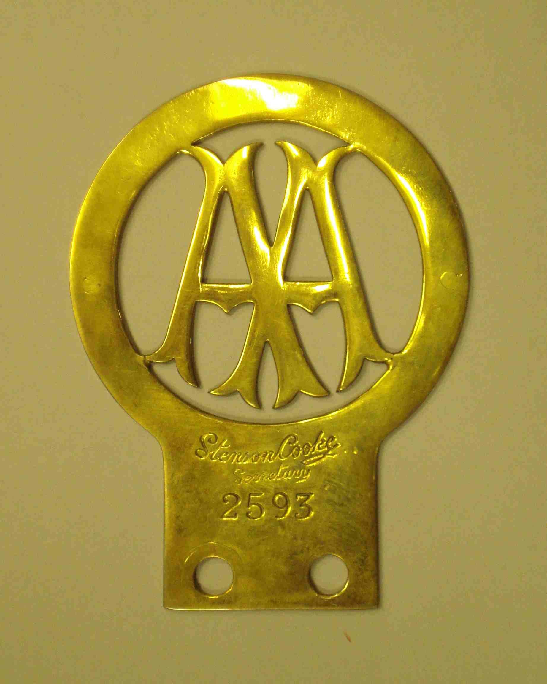 Bonhams Cars : An AA Stenson Cooke badge,