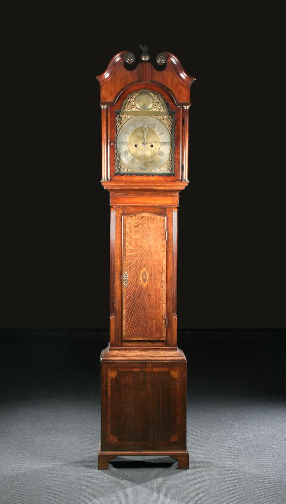 Bonhams : A George III oak and mahogany-cased 8-day brass-dial longcase ...