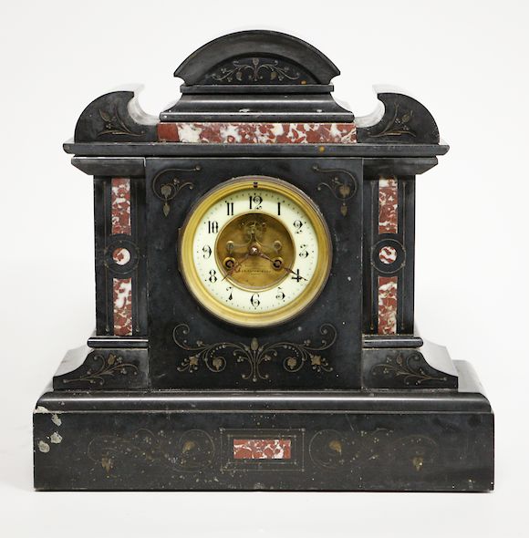 Bonhams : A Victorian black slate mantel clock