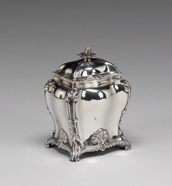 Bonhams : A George III silver tea caddy, by Thomas Hemming, London 1764,