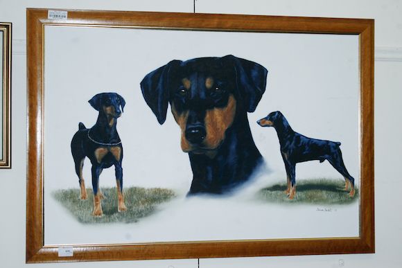 Bonhams : Steven Nesbitt (British) A portrait of a Doberman dog on ...