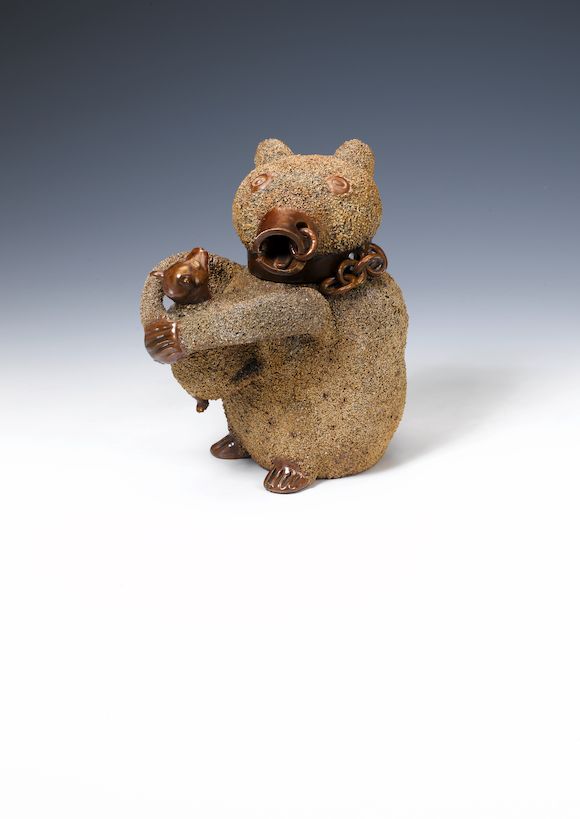 Bonhams : A Nottingham stoneware bear jug and cover Mid 18th century.