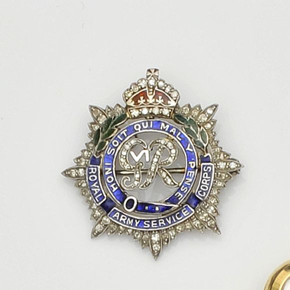Bonhams : Military interest A diamond and enamel regimental brooch