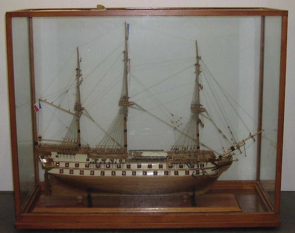 Bonhams : A kit model of the French warship Le Superbe 35.5x43x18in ...
