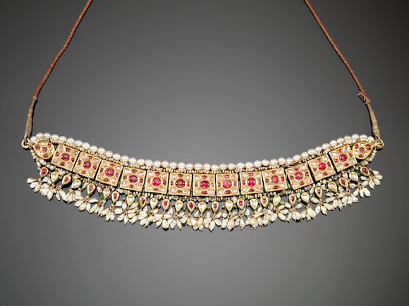Bonhams : An Indian gem-set enamelled gold Choker (guluband) Jaipur ...