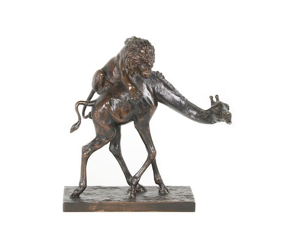 Bonhams : A late 19th century French bronze model depicting a lion ...