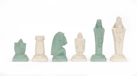 Bonhams : An Art Deco style biscuit porcelain figural chess set, France ...