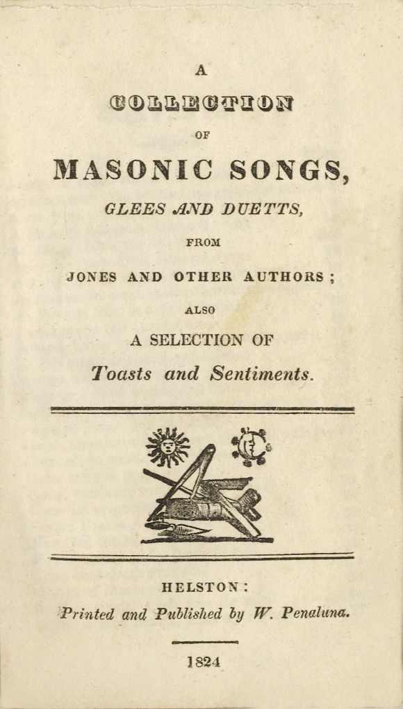 Bonhams : MASONIC POETRY A Collection of Masonic Songs, Glees, and Duetts