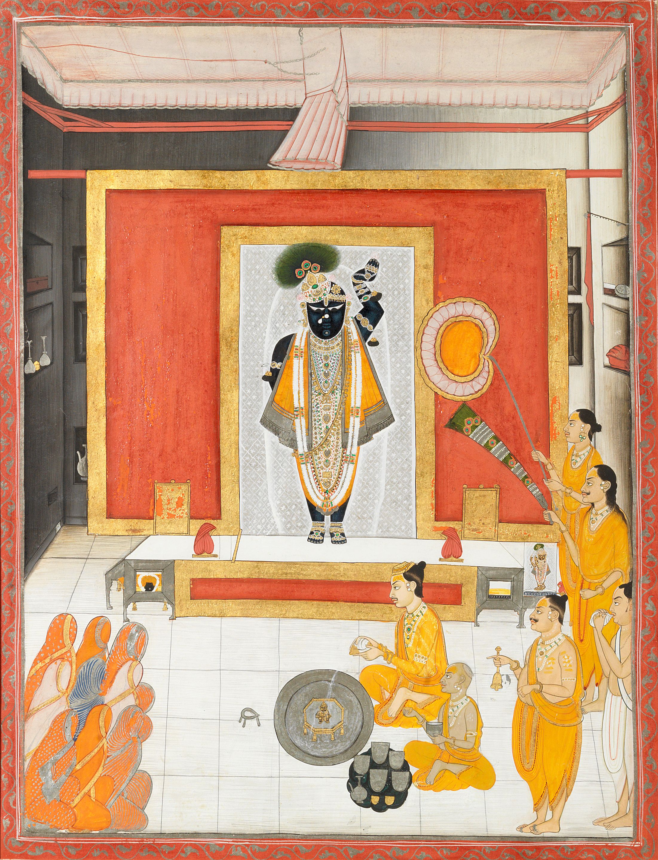Bonhams : Sri Nath-Ji worshipped by devotees at a Kotah shrine, wives ...