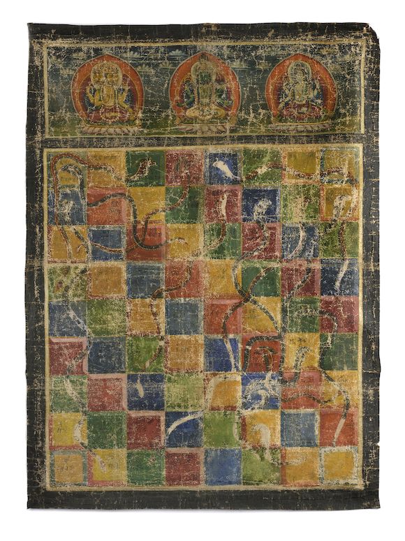 Bonhams : A "Moksha Patamu" linen cloth board, Nepal, 18th century,