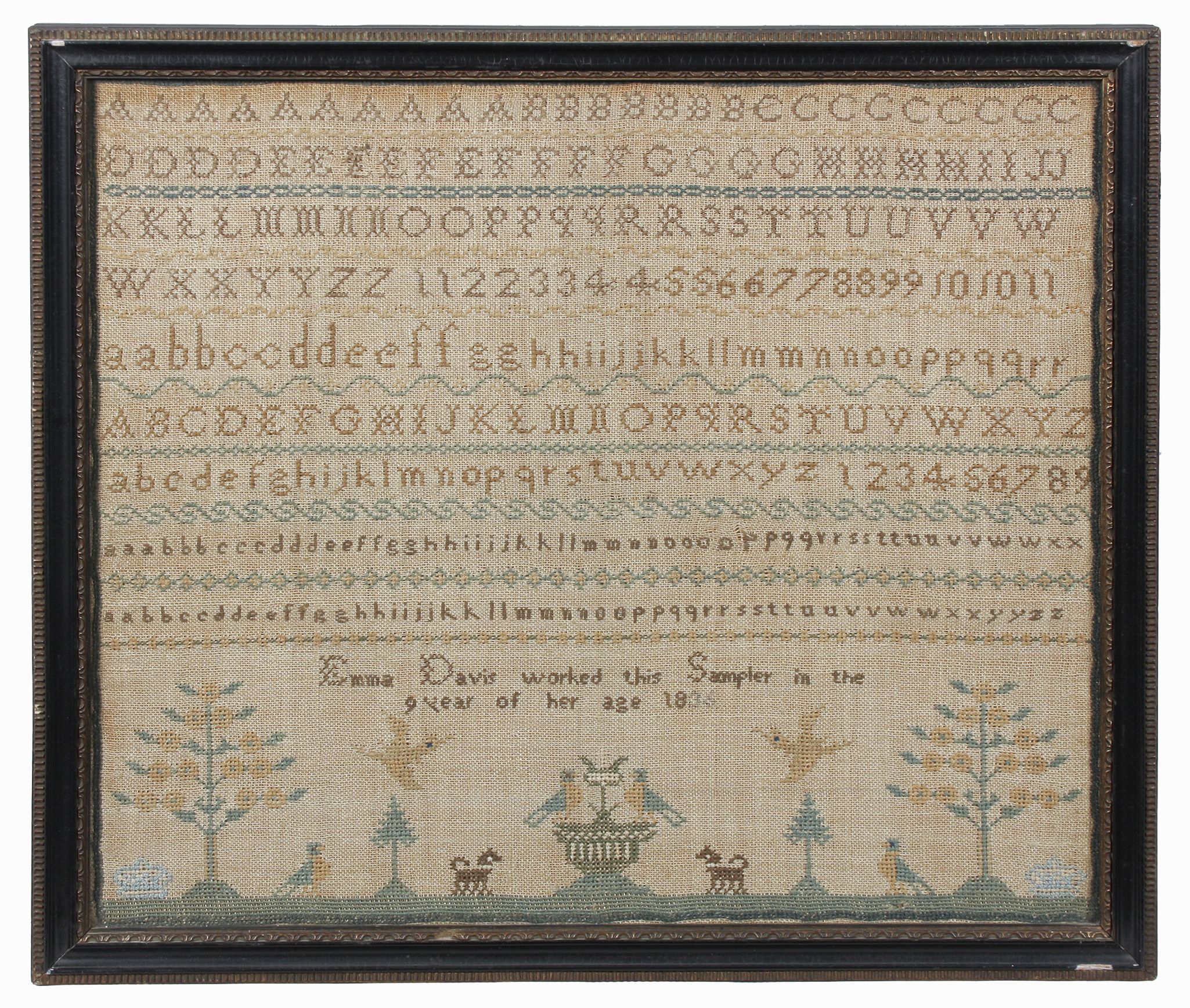 Two 19th century alphabet samplers, one - auctions & price archive