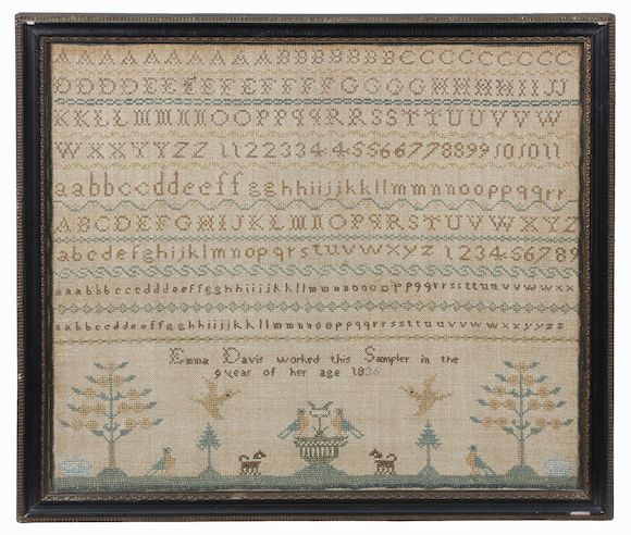 Bonhams : Two 19th century alphabet samplers