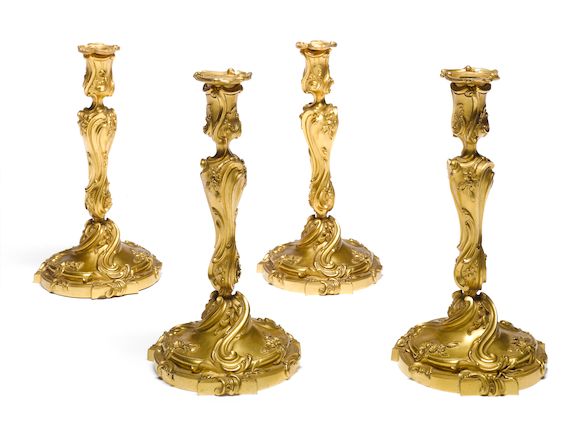Bonhams : A rare set of four French 19th century Louis XV style gilt ...