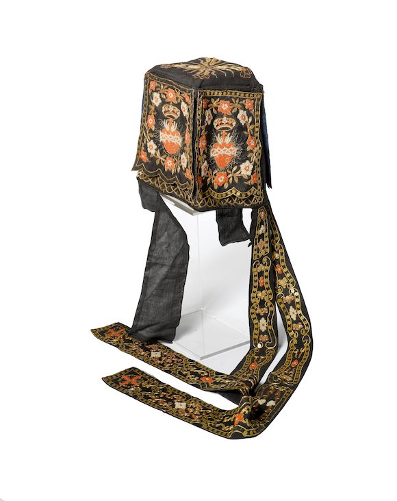Bonhams : A 19th century Trapani embroidered chalice cover