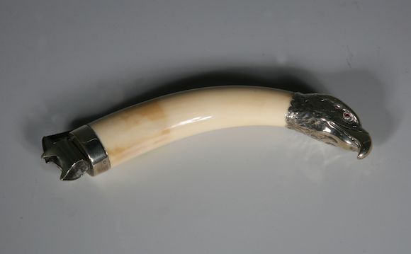 Bonhams : A French ivory and silver mounted cigar cutter late 19th century,