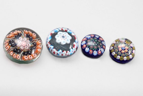 Bonhams : A collection of seven millifiori glass paperweights, one an ...