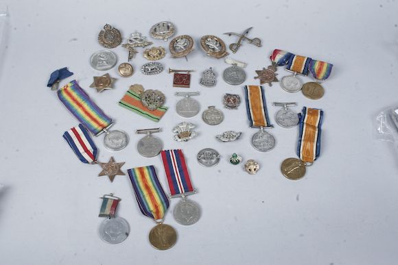 Bonhams : A group of three First World War medals together with three ...