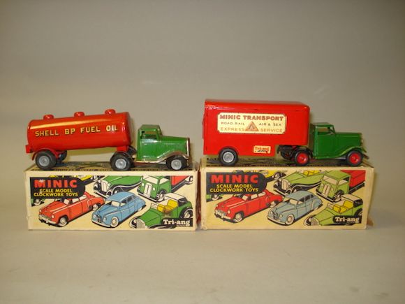 Bonhams : Minic two Mechanical Horses and trailers 2