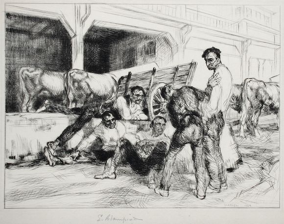 Bonhams : Edmund Blampied (Jersey, 1886-1966) San Sebastian (Lunch hour ...