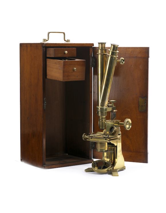 Bonhams : A Baker brass compound binocular microscope, English, late ...