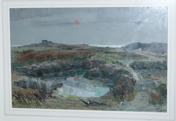 Bonhams : Ray Howard Jones (British, 1903-1996) Skomer landscape Oil on ...