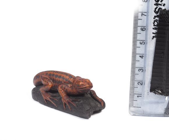 Bonhams : A boxwood study of a lizard By Michael Webb (born 1934), England