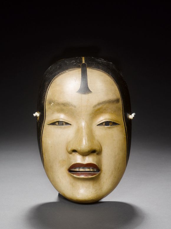 Bonhams : A wood Noh mask of Ko-Kasshiki 19th century