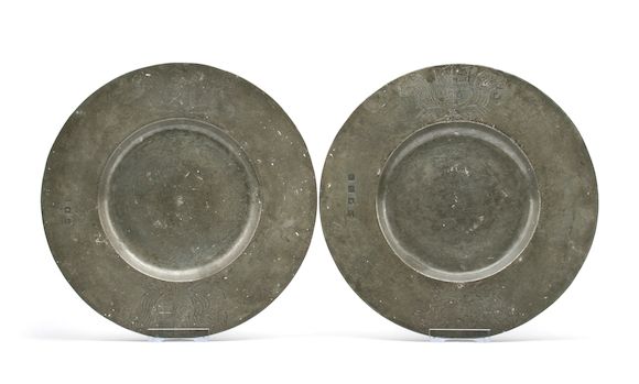 Bonhams : A pair of mid 17th Century broad rim plates, circa 1650