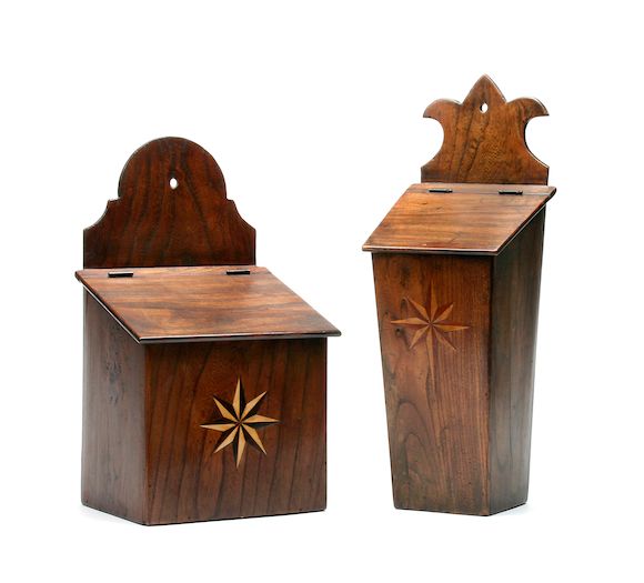 Bonhams : A George III-style inlaid elm candle-box