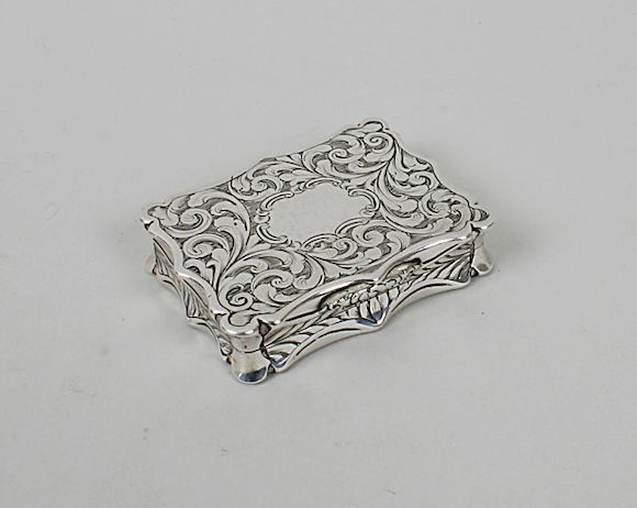 Bonhams : An early Victorian cartouche-form silver vinaigrette ...