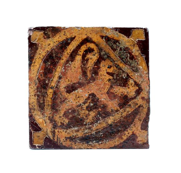 Bonhams : A rare late Medieval earthenware floor tile Possibly Spanish ...