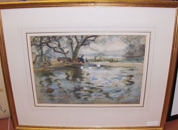 Bonhams : T. W. Morley Landscape with pond, signed and dated '09 ...