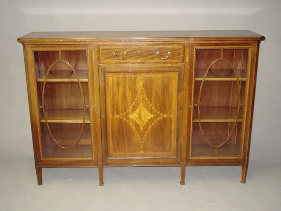 Bonhams : An Edwardian inlaid mahogany and satinwood banded display cabinet