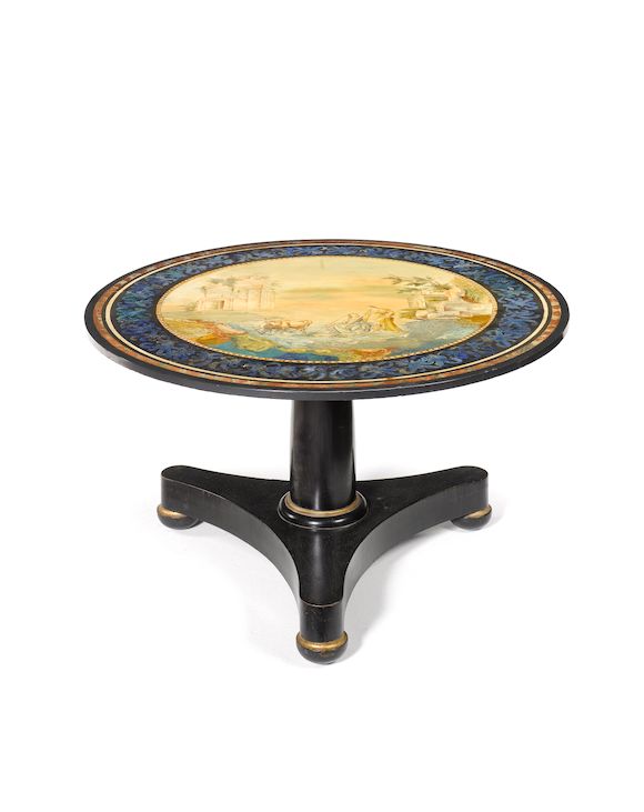 Bonhams : An Italian 19th century scagliola table top on a parcel-gilt ...