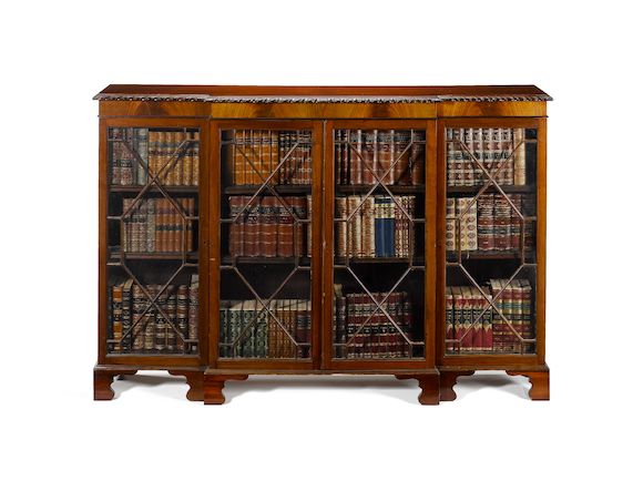 Bonhams : A mahogany dwarf breakfront bookcase,