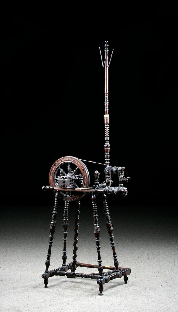 Bonhams : A good late 18th Century treen spinning wheel