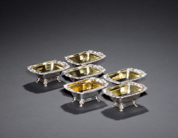Bonhams : A set of six Chinese export silver salts 19th century