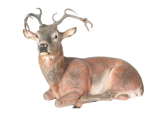 Bonhams : A painted terracotta model of a stag